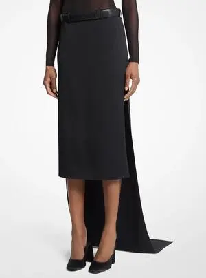 Michael Kors Satin Skirt With Train In Size By - Black