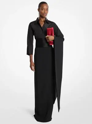 Michael Kors Double Crepe Sablé Tuxedo Pencil Skirt With Train In Size By - Black