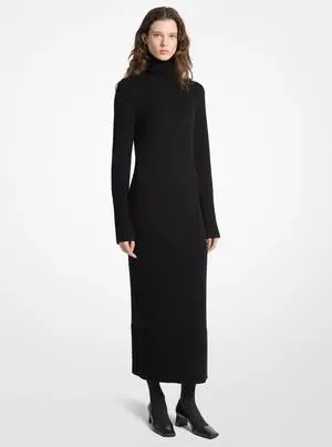 Michael Kors Wool Turtleneck Dress - Black