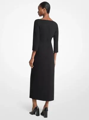 Michael Kors Stretch Wool Crepe Ruched Dress In Size By