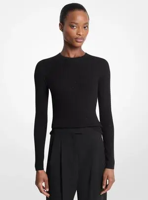 Michael Kors Embellished Tissue Cashmere Sweater In Size By