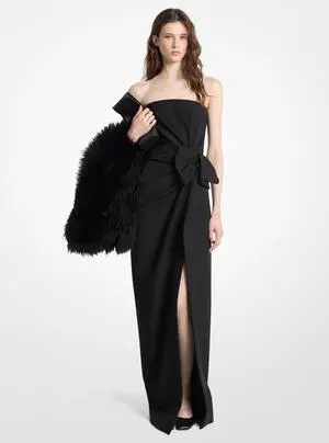 Michael Kors Wool Broadcloth Origami Strapless Dress In Size By