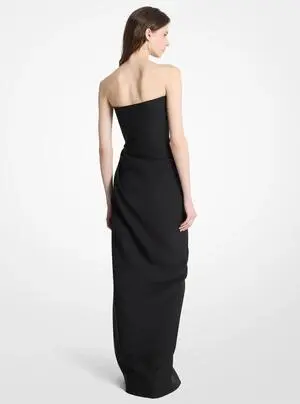 Michael Kors Wool Broadcloth Origami Strapless Dress In Size By