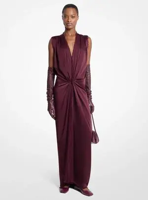 Michael Kors Draped Satin Charmeuse Column Gown