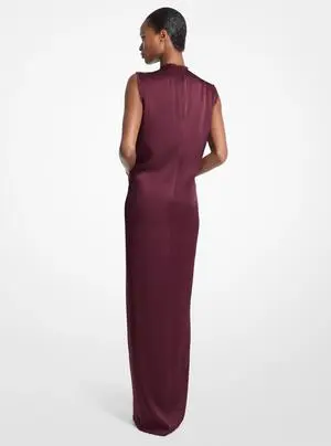 Michael Kors Draped Satin Charmeuse Column Gown