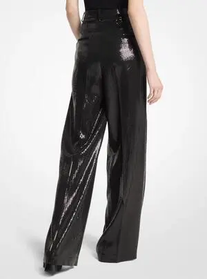 Michael Kors Sequined Crepe Pleated Slouch Trousers In Size By