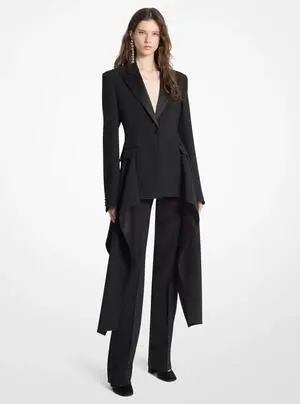 Michael Kors Agyness Double Crepe Sablé Tuxedo Trousers In Size By - Black