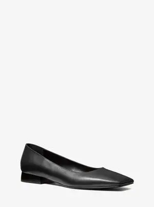 Michael Kors Isabella Leather Skimmer Flat In Size By - Black
