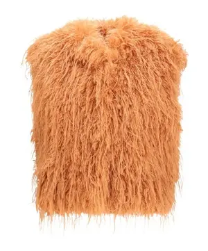 FORTE_FORTE Eco Mongolia Faux Fur Vest - Orange