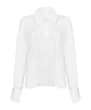 Patrizia Pepe Lace Panel Long Sleeve Top