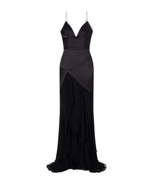 Alex Perry Paneled Silk-satin And Georgette Gown