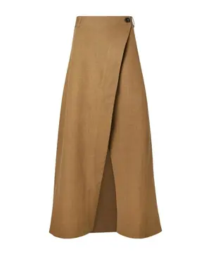 Le Kasha Khaki Linen Maxi Skirt