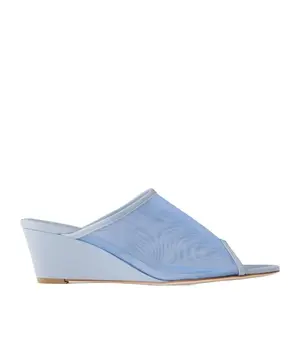 AeydĒ Suzanne Leather-trimmed Mesh Sandals - Blue
