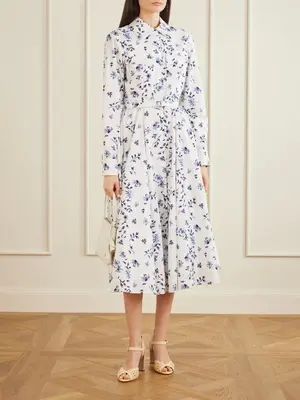 EMILIA WICKSTEAD Floral Print Midi Shirt Dress