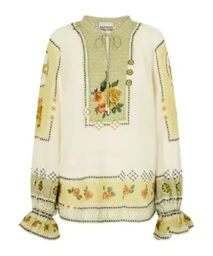 ALEMAIS Floral-print Ramie Blouse