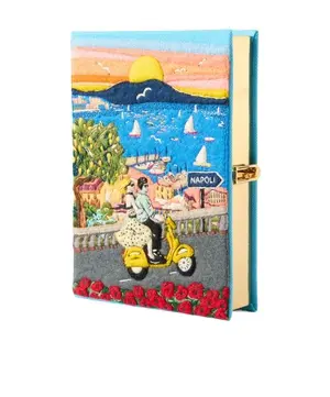 OLYMPIA LE-TAN Napoli Appliquéd Embroidered Canvas Clutch - Multicolor