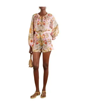 Borgo De Nor Floral-print Ramie Shorts