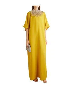 Jenny Packham Dessert Blossom Crystal-embellished Crepe Gown