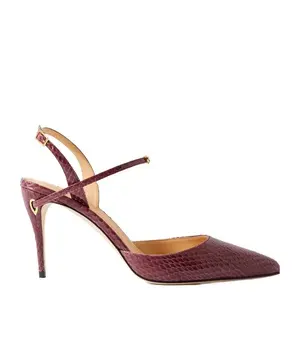 Jennifer Chamandi Vittorio Elaphe Point-toe Slingback Pumps - Red