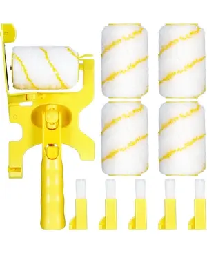 XDOVET Roller Brush Kit Handheld Tool Wall Ceiling Paint - Yellow