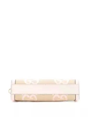 Gucci Ophidia Chain Jumbo Gg Canvas With Leather Small Shoulder Bag - Pink