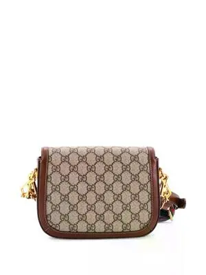 Gucci Horsebit 1955 Shoulder Bag Gg Coated Canvas With Leather Mini Crossbody Bag - Brown