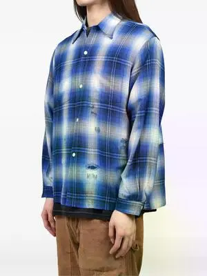 BOW WOW Plaid Distressed-finish Shirt