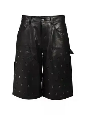 LAST NEST Leather Double-knee Shorts