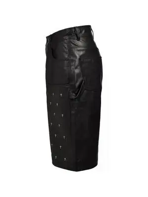 LAST NEST Leather Double-knee Shorts