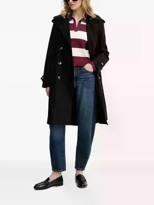 Sisley Double-breasted Belted Trench Coat - Black