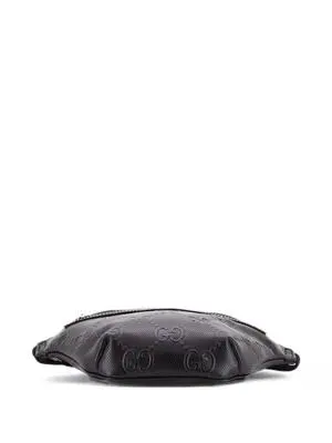 Gucci Gg Embossed Perforated Leather Small Belt Bag - Black
