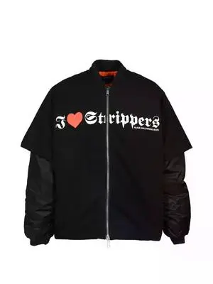 N.HOOLYWOOD Layered-design Bomber Jacket - Black