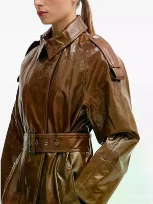 Sisley Belted Crinkled-finish Coat
