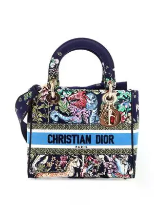 Dior Lady D-lite Bag Embroidered Canvas Medium Satchel - Multicolour