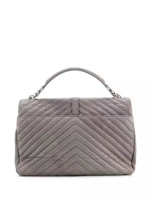 Saint Laurent Classic Monogram College Bag Matelasse Chevron Leather Medium Crossbody Bag - Grey