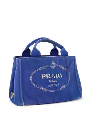 Prada Prada Canapa Canvas Mini Tote Bag Blue