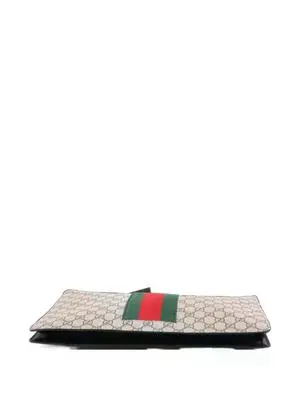 Gucci Web Wristlet Gg Coated Canvas Clutch Bag