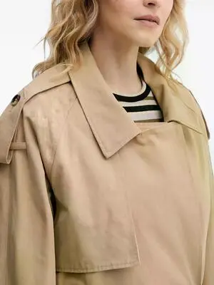 Sisley Double-breasted Belted-cuffs Coat - Neutrals