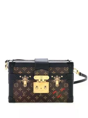 LOUIS VUITTON Petite Malle Handbag Monogram Canvas Shoulder Bag - Black