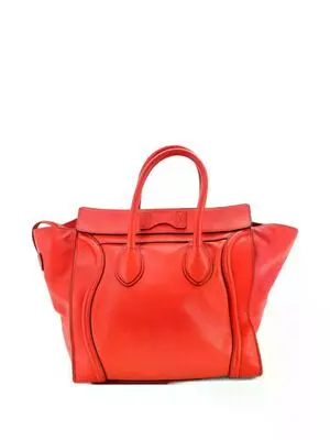 Celine Luggage Bag Grainy Leather Mini Tote Bag - Red