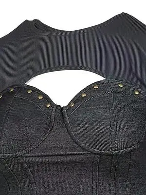 VIVAMUS Studded Panelled T-shirt