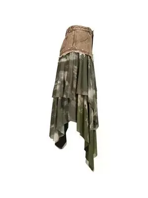 VIVAMUS Tiered Asymmetric Denim Skirt