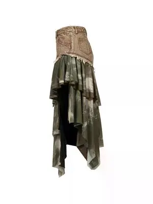 VIVAMUS Tiered Asymmetric Denim Skirt