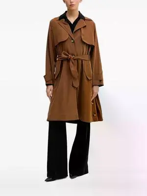 Sisley Belted Button-down Trench Coat - Brown