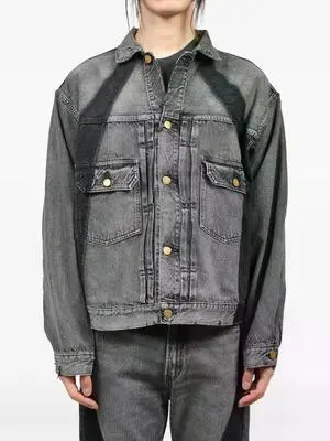DEAR BORO Faded-effect Boxy Denim Jacket
