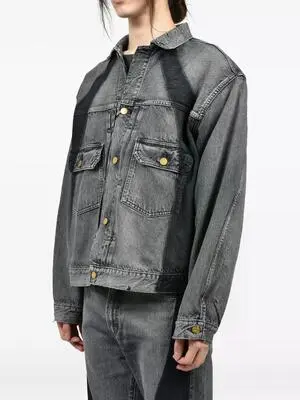 DEAR BORO Faded-effect Boxy Denim Jacket