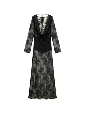 Patrizia Pepe Floral-lace Long-sleeve Maxi Dress