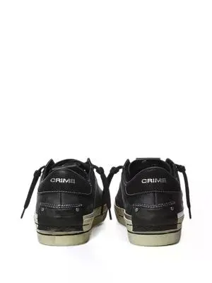CRIME LONDON Midnight Distressed-effect Leather Sneakers - Black
