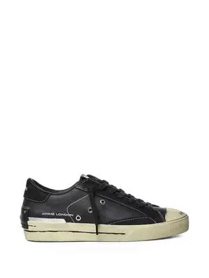 CRIME LONDON Midnight Distressed-effect Leather Sneakers - Black