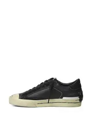CRIME LONDON Midnight Distressed-effect Leather Sneakers - Black